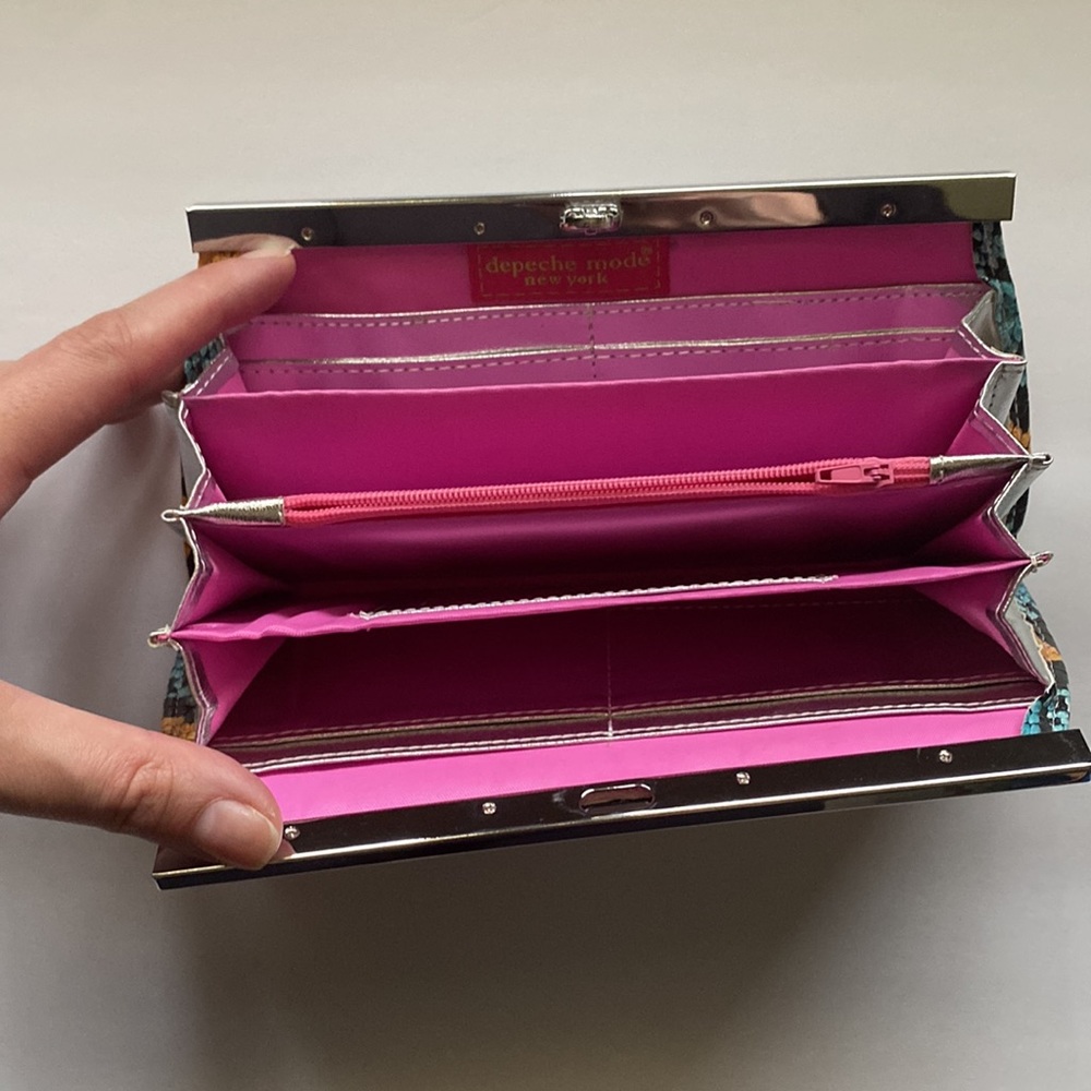 Y2k Depeche Mode Blue Snakeskin Accordion Wallet - Gem